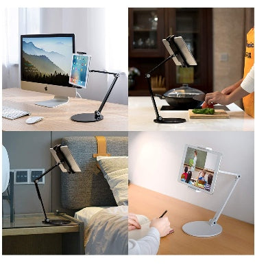 UNIVERSAL MULTI-ANGLE ADJUSTABLE LONG ARM TABLET DESKTOP STAND HOLDER ...