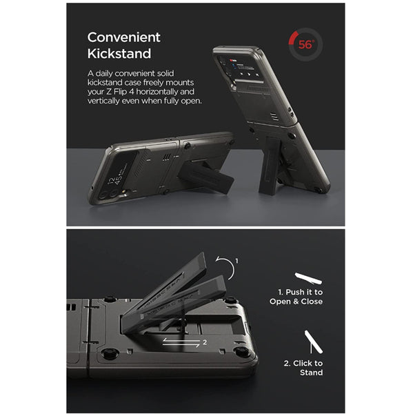 SAMSUNG GALAXY Z FLIP 4 PREMIUM RUGGED HARD DROP ROBOT VIBE CASE BLACK ...