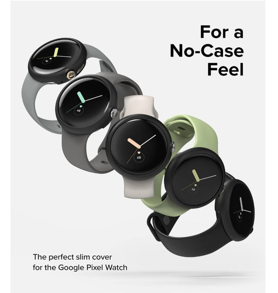 GOOGLE PIXEL WATCH PREMIUM SLIM PROTECTIVE CASE BLACK/CLEAR 2PK | RING ...