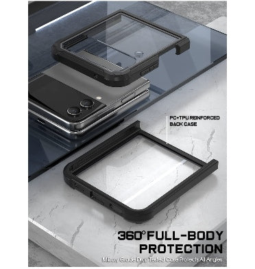 SAMSUNG GALAXY Z FLIP 4 PREMIUM FULL-BODY HYBRID GUARDIAN CASE BLACK/C ...